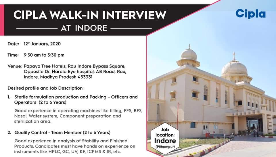 Cipla Walk-In-Interview at Indore Cipla Walk-In-Interview at Indore